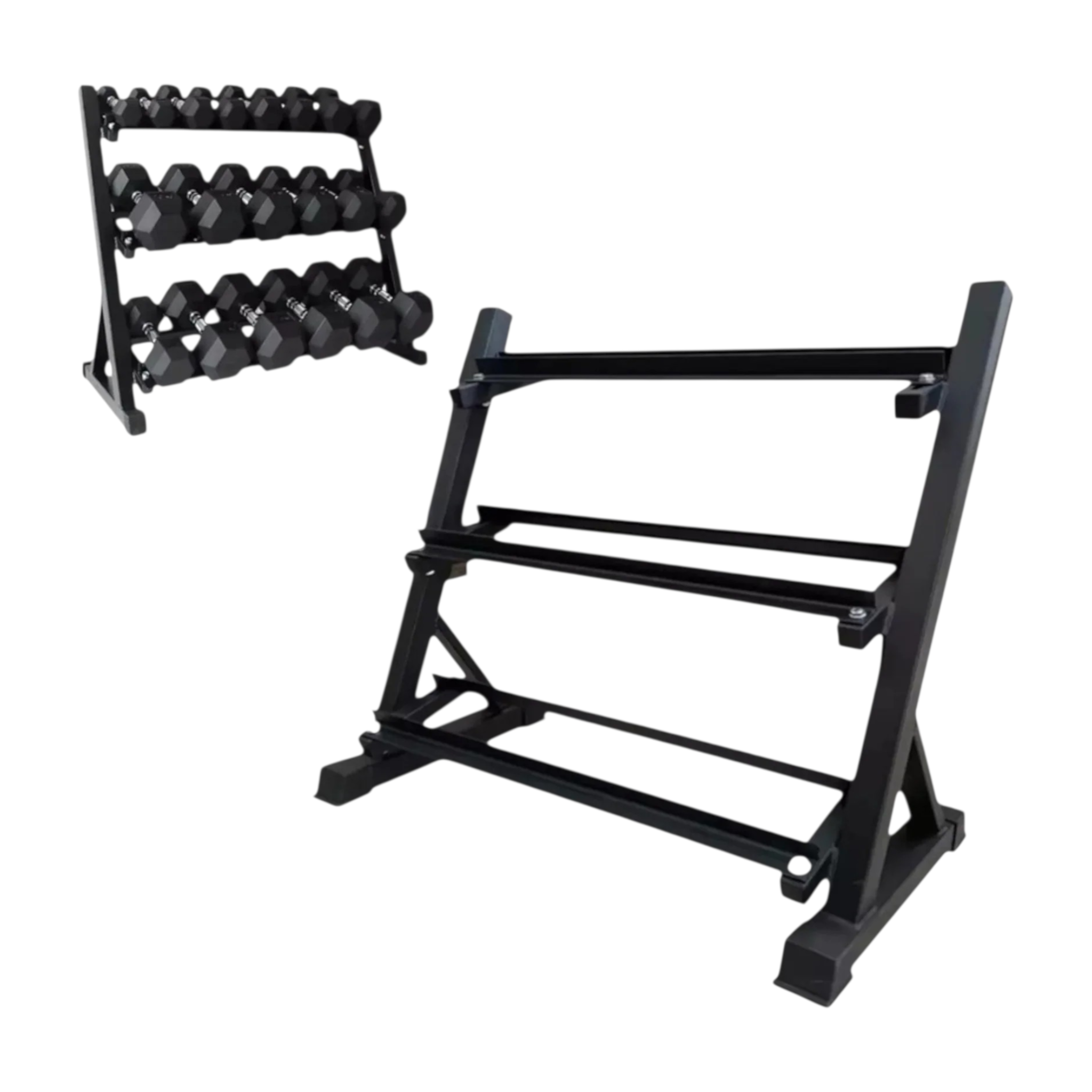 3 Tier Dumbbell Rack Weight Stand Storage Hex Wide Heavy Duty Home Gym ...